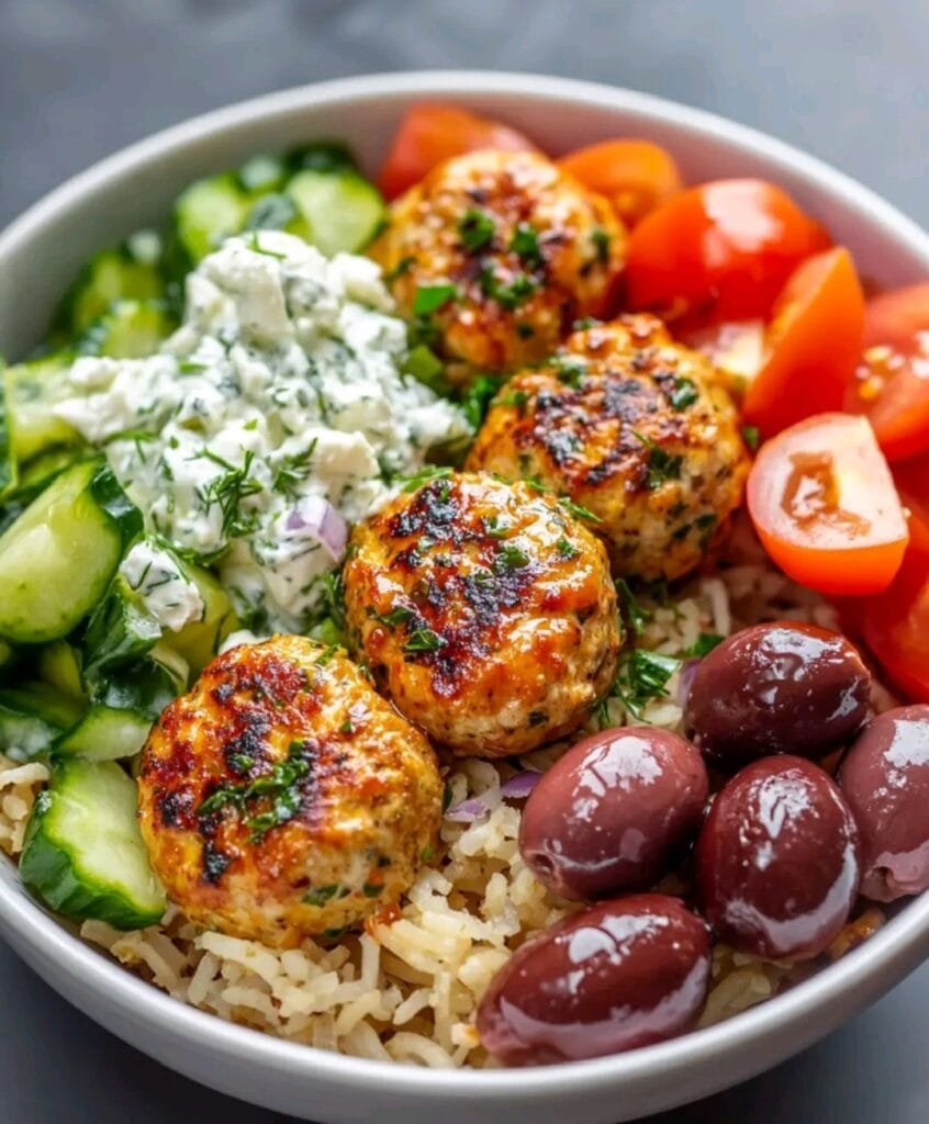 Greek Chicken Meatball Bowl Recipe - EASY RECIPES