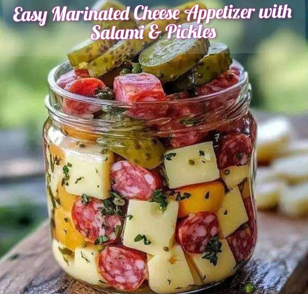 Easy Marinated Cheese Appetizer with Salami & Pickles - EASY RECIPES