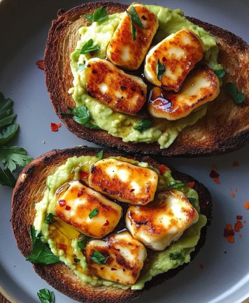 Hot honey avocado and halloumi toast sourdough - EASY RECIPES