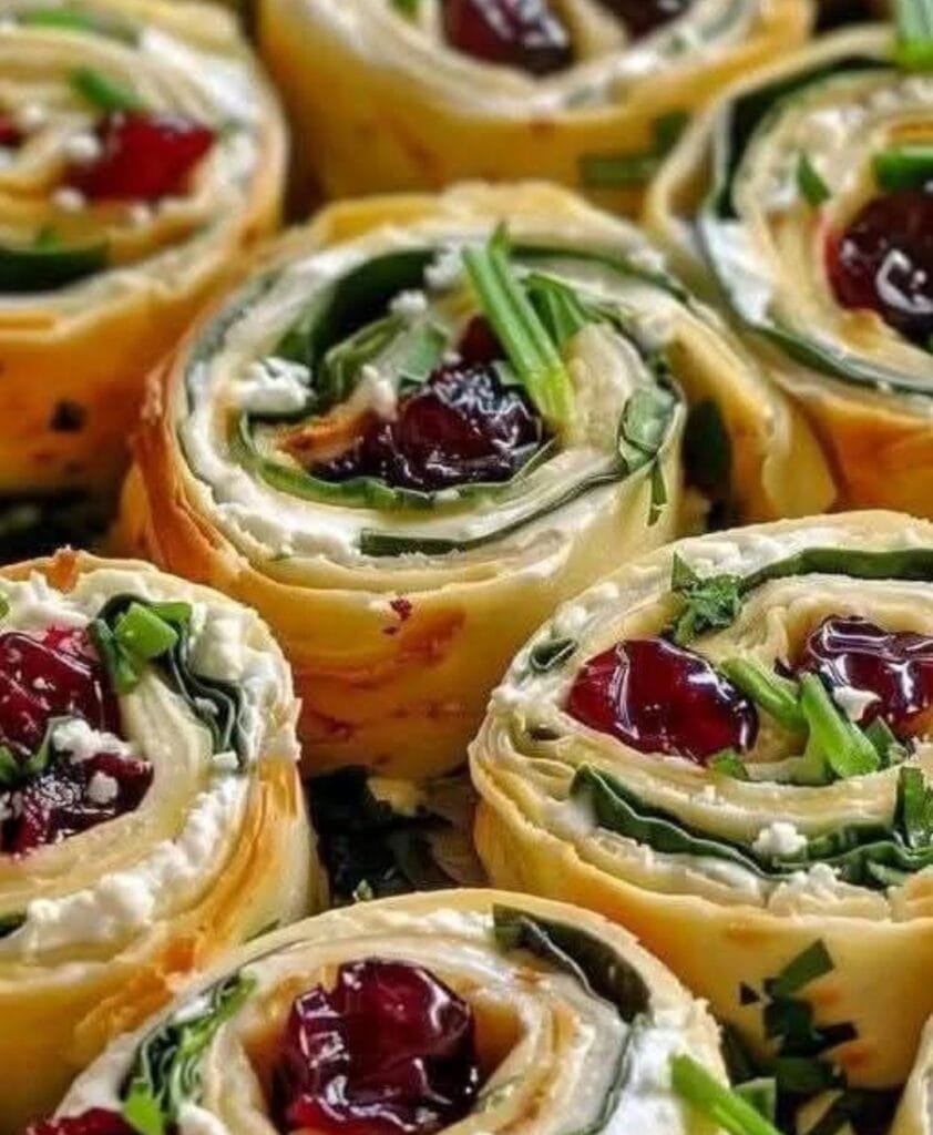 Low carb cranberry feta pinwheels with cream cheese - EASY RECIPES