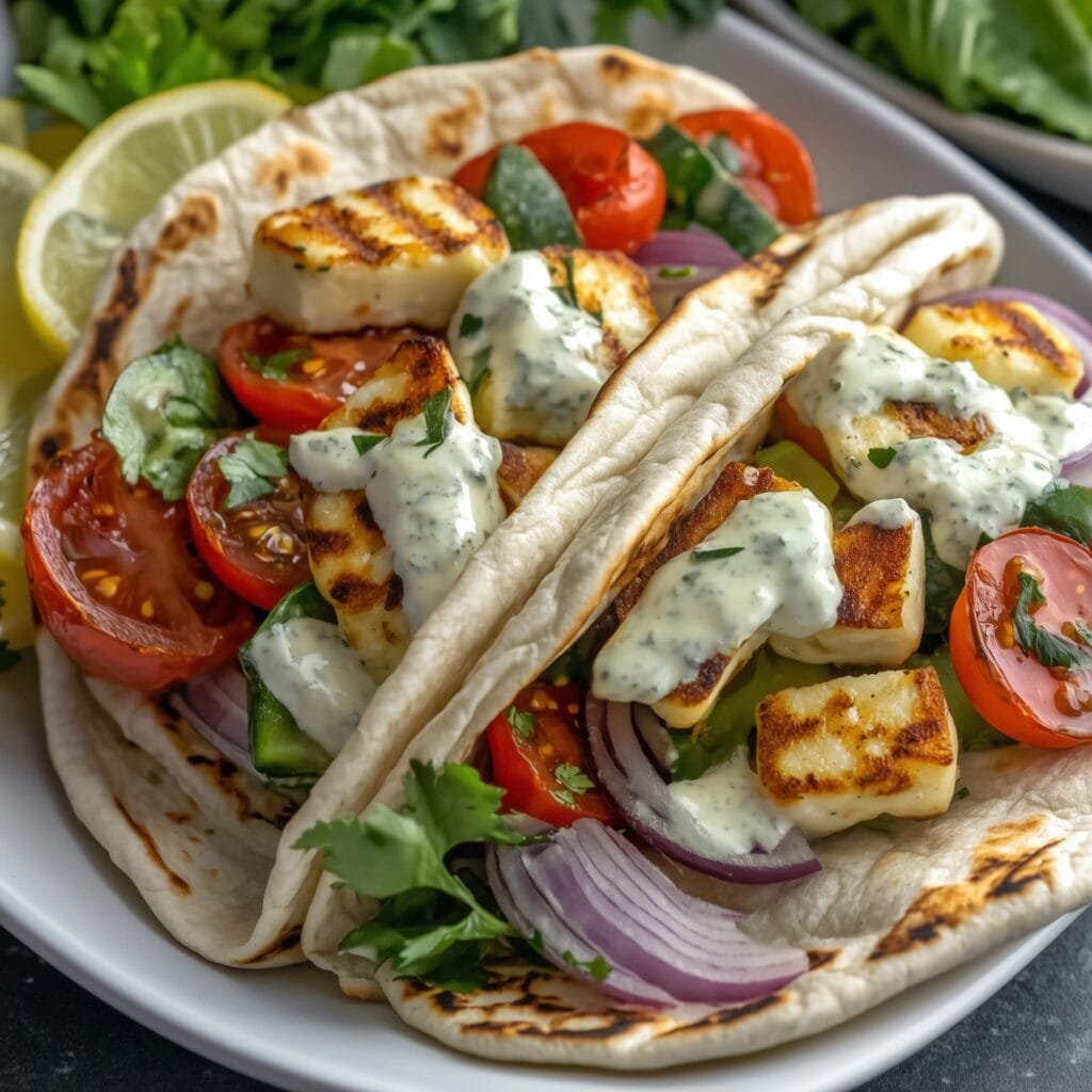 Halloumi and Roasted Veggie Pita Wrap - EASY RECIPES