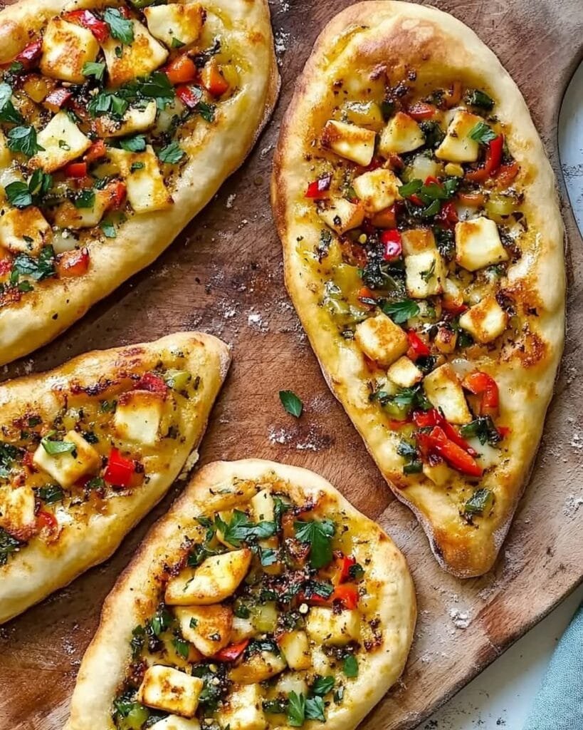 Pepper & Halloumi Pide - EASY RECIPES