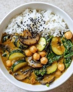 Mediterranean Chickpea & Mushroom Curry - EASY RECIPES