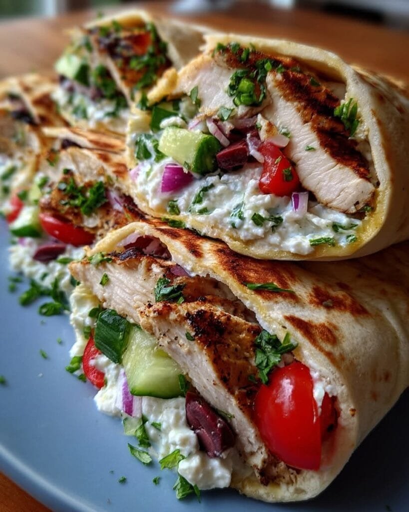Greek Chicken Wraps with Feta Sauce - EASY RECIPES
