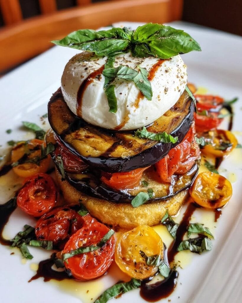 Burrata and Roasted Eggplant Tower - EASY RECIPES
