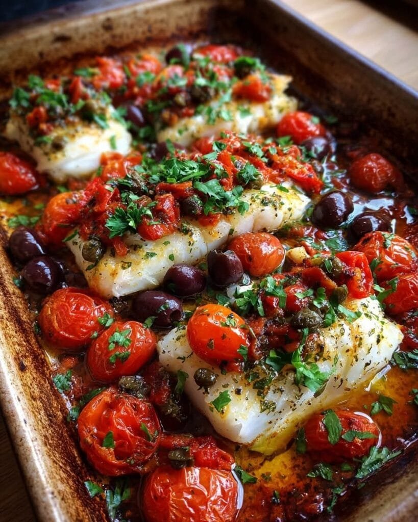 Mediterranean Baked Cod with Tomato and Olive Relish - EASY RECIPES