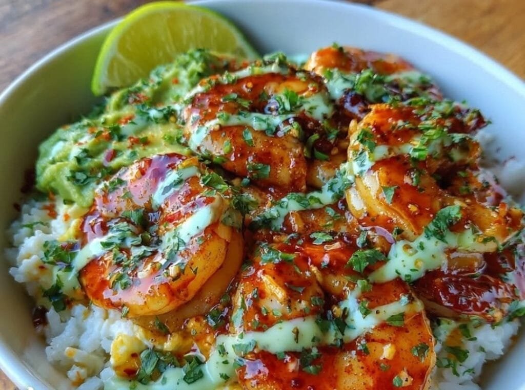 Mediterranean Spicy Honey Lime Shrimp Rice Bowls with Cottage Cheese ...