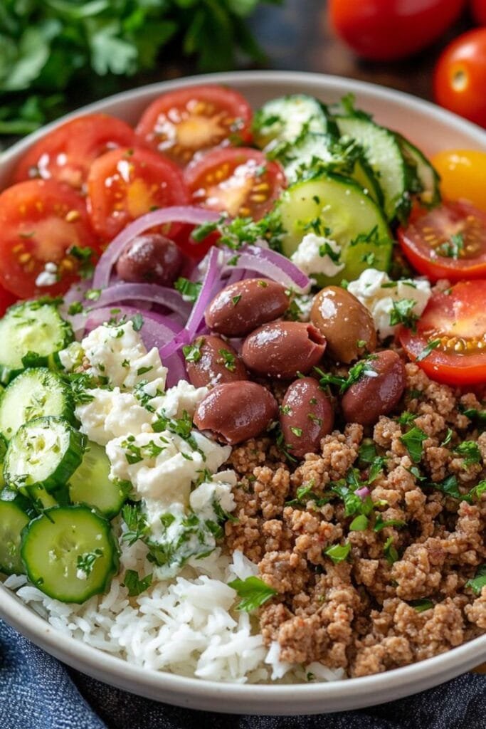Mediterranean Ground Turkey Bowl - EASY RECIPES