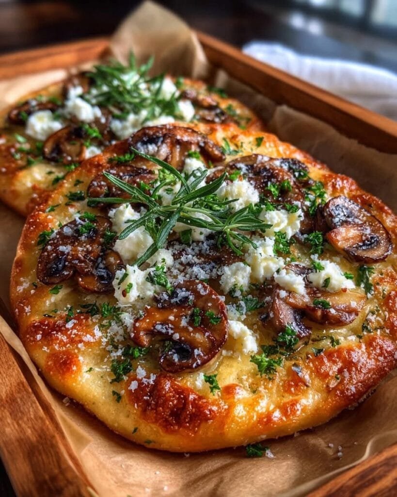 Mediterranean Garlic Mushroom & Burrata Flatbread - EASY RECIPES