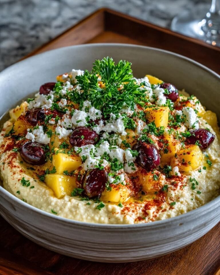Greek Style Loaded Hummus with Olives and Mangoes - EASY RECIPES