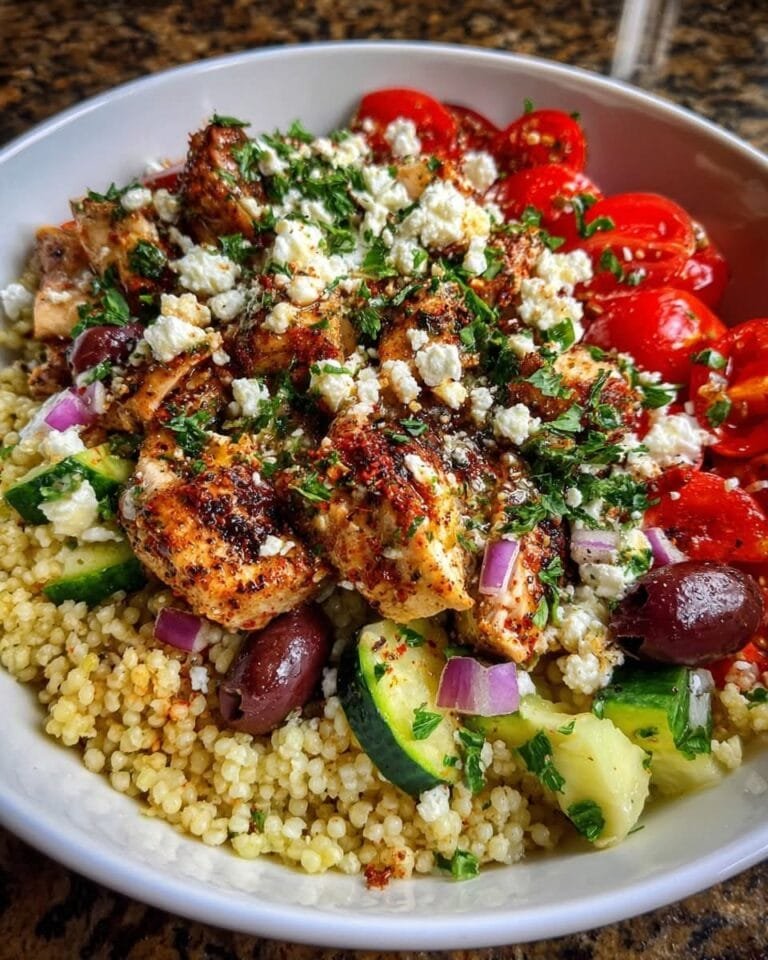 Mediterranean Chicken with Feta Mezze Bowl - EASY RECIPES