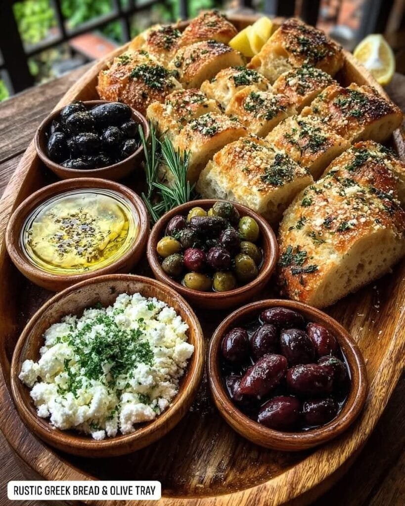Mediterranean Rustic Greek Bread & Olive Tray - EASY RECIPES