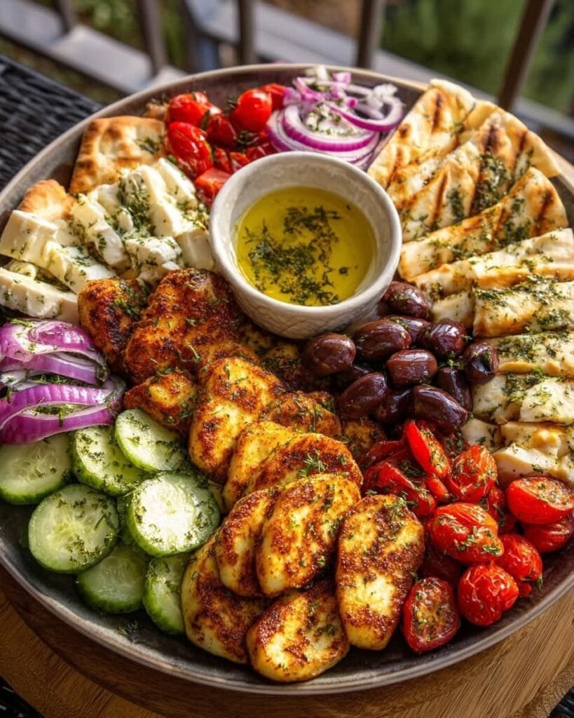 Mediterranean Greek Halloumi Mezze Platter with Lemon Herb Dressing ...