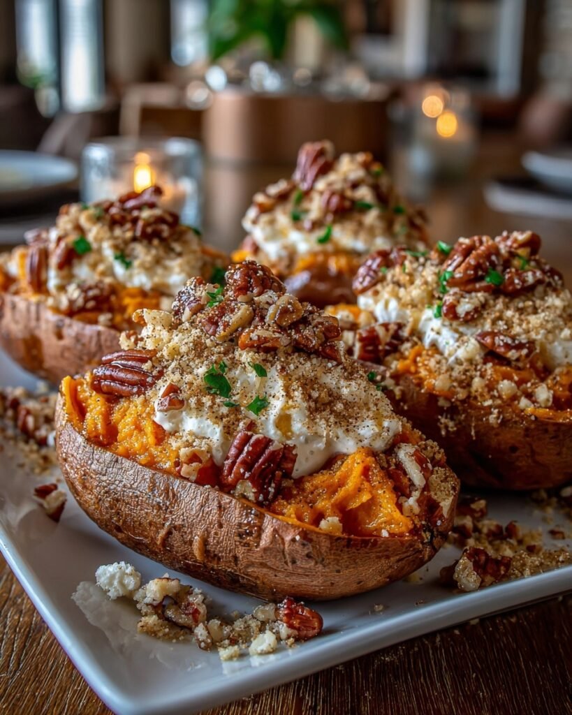 Mediterranean Twice-Baked Sweet Potatoes with Maple Butter & Pecan ...