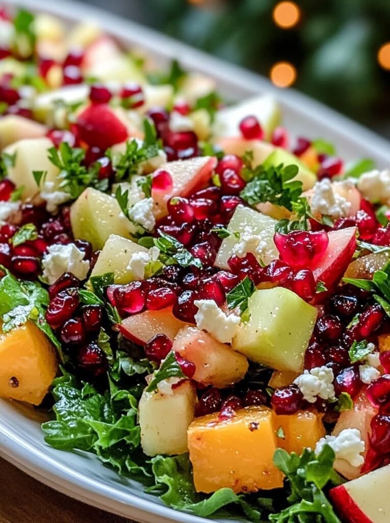 Mediterranean Festive Roasted Pear, Pomegranate & Feta Christmas Salad ...