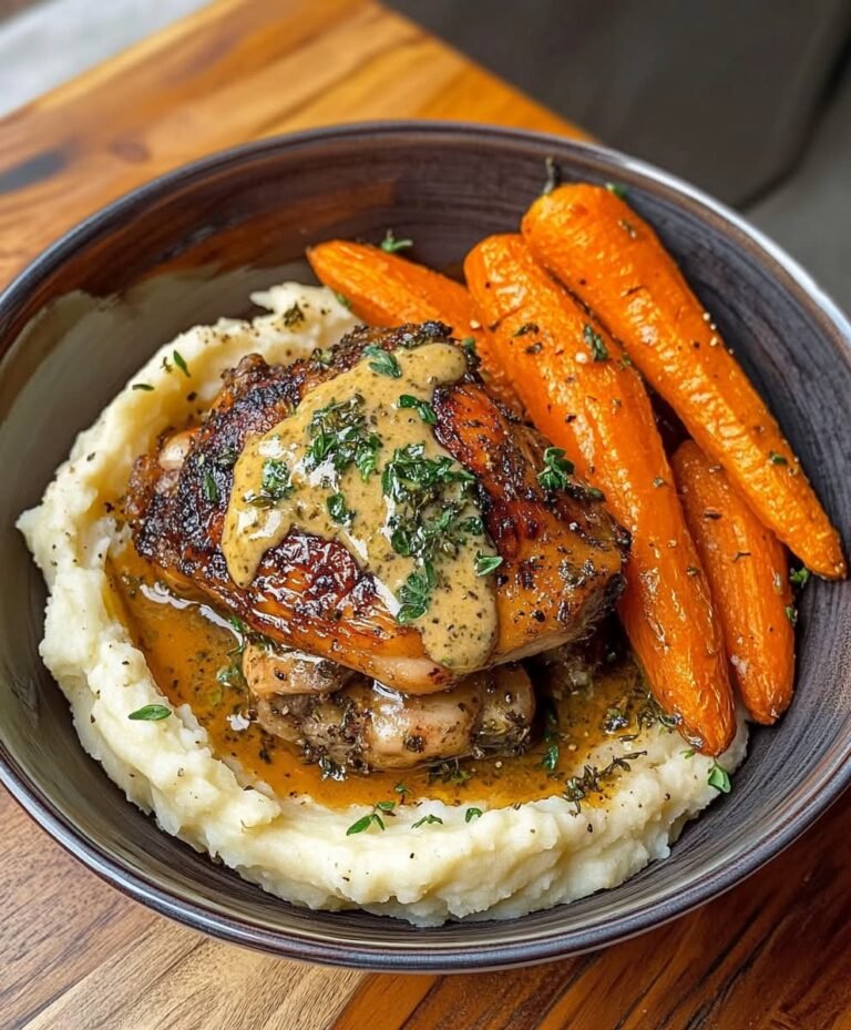 Herbed Skillet Chicken with Creamy Mash and Roasted Carrots - EASY RECIPES