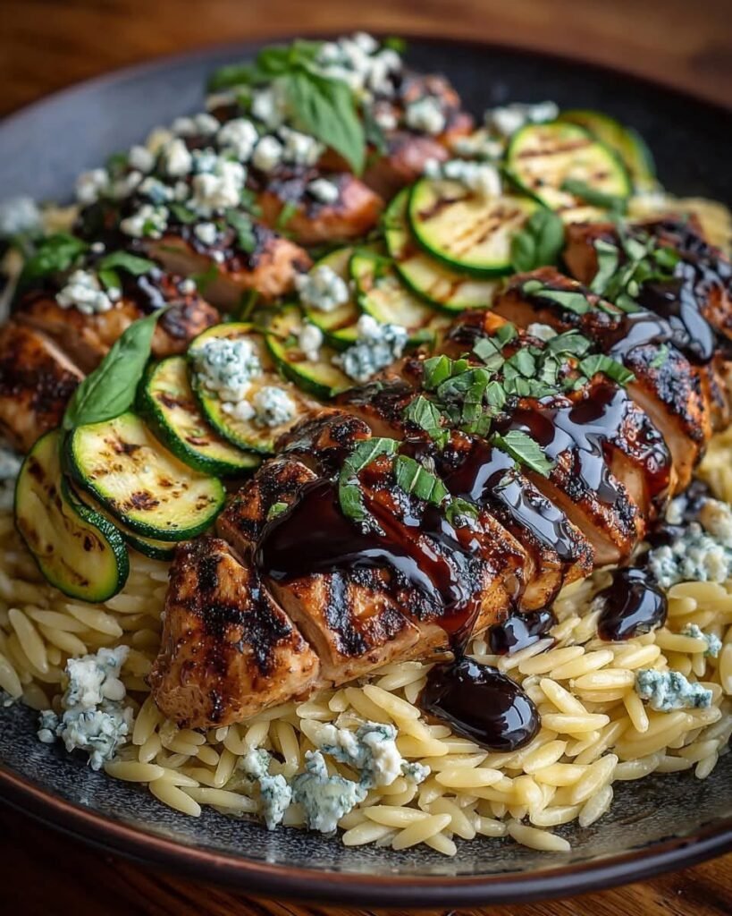 Mediterranean Balsamic Glazed Chicken & Orzo with Feta & Grilled ...