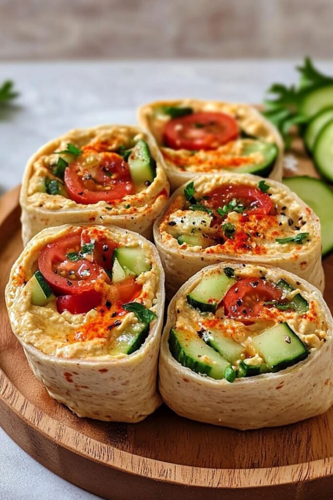 Mediterranean friendly easy veggies hummus wraps - EASY RECIPES
