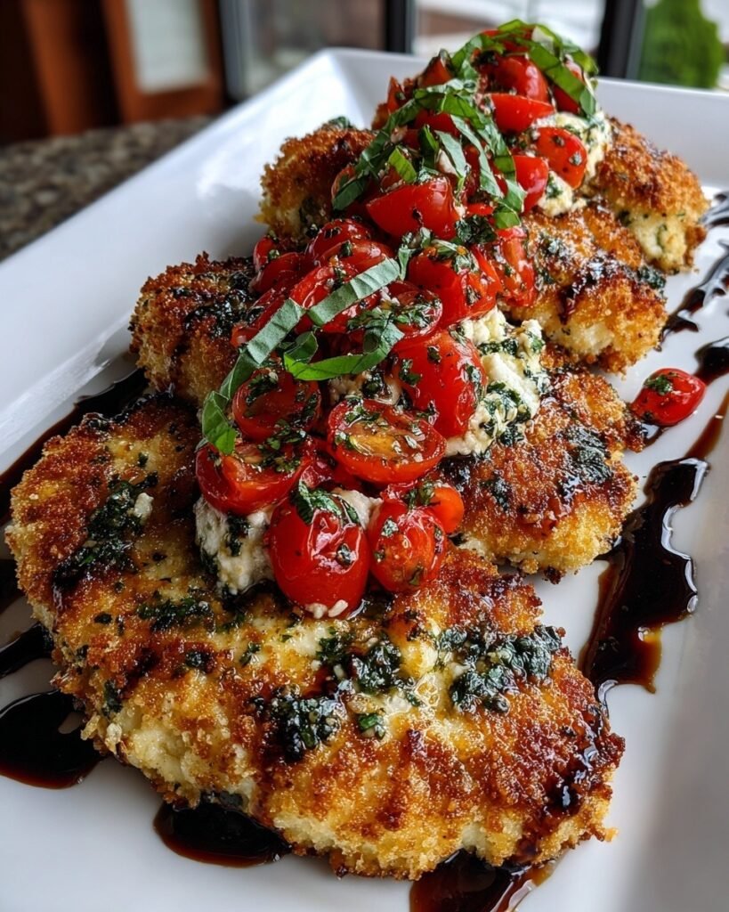 Mediterranean Italian Basil Chicken Cutlets with Tomato and Goat Cheese ...