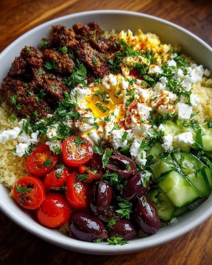 Mediterranean Greek Lamb and Olive Mezze Bowl - EASY RECIPES