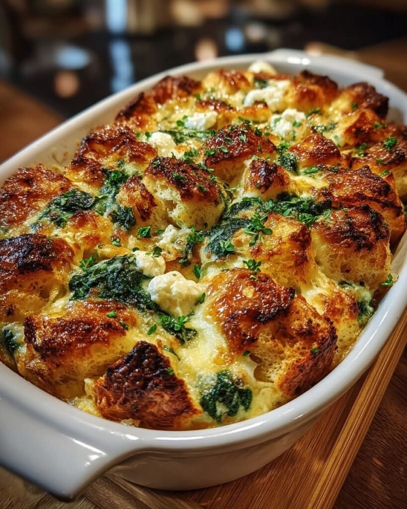 Croissant Strata with Spinach, Feta & Gruyère - EASY RECIPES
