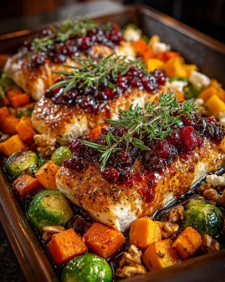 Mediterranean Honey Cranberry Chicken Bake with Caramelized Brussels ...