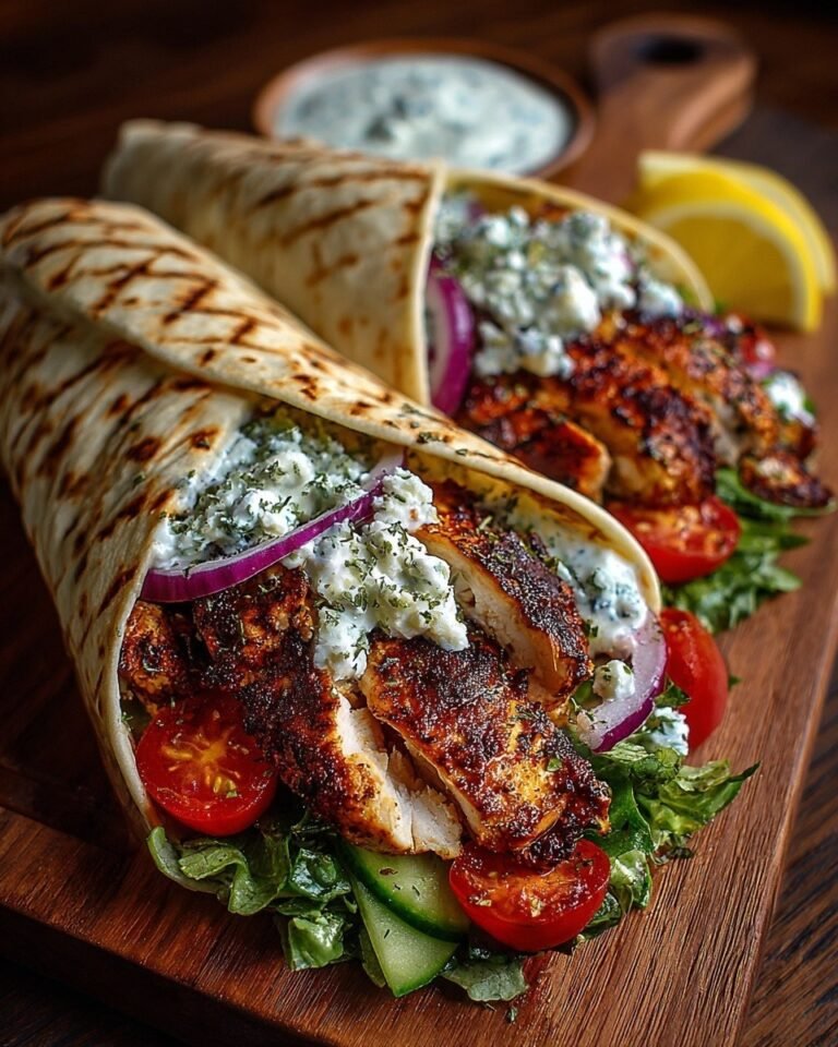 Mediterranean Greek Chicken Wraps with Lemon Yogurt Sauce - EASY RECIPES