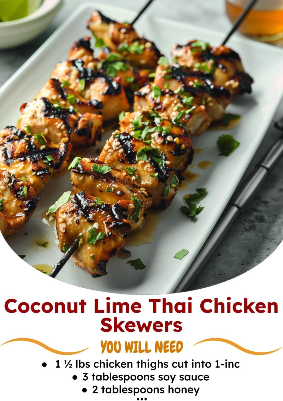 Mediterranean Coconut Lime Thai Chicken Skewers - EASY RECIPES