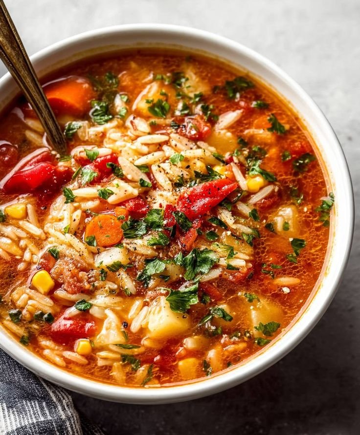 Mediterranean veggies orzo mix soup - EASY RECIPES
