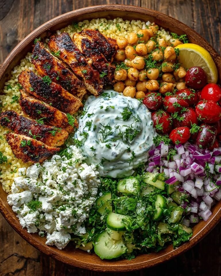 Loaded Mediterranean Chicken Power Bowl with Whipped Feta & Tzatziki ...