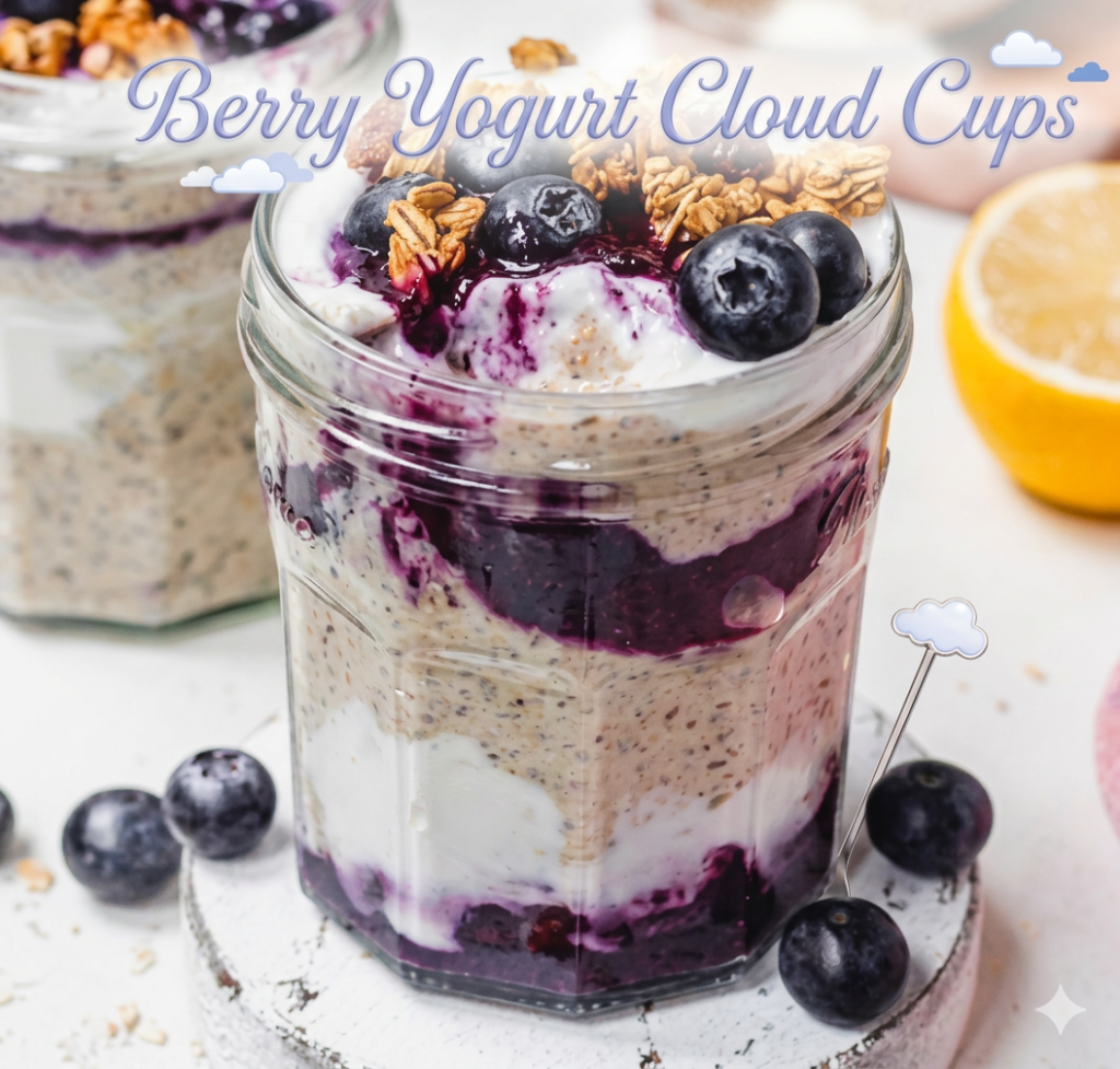 Berry Yogurt Cloud Cups with blueberry - EASY RECIPES